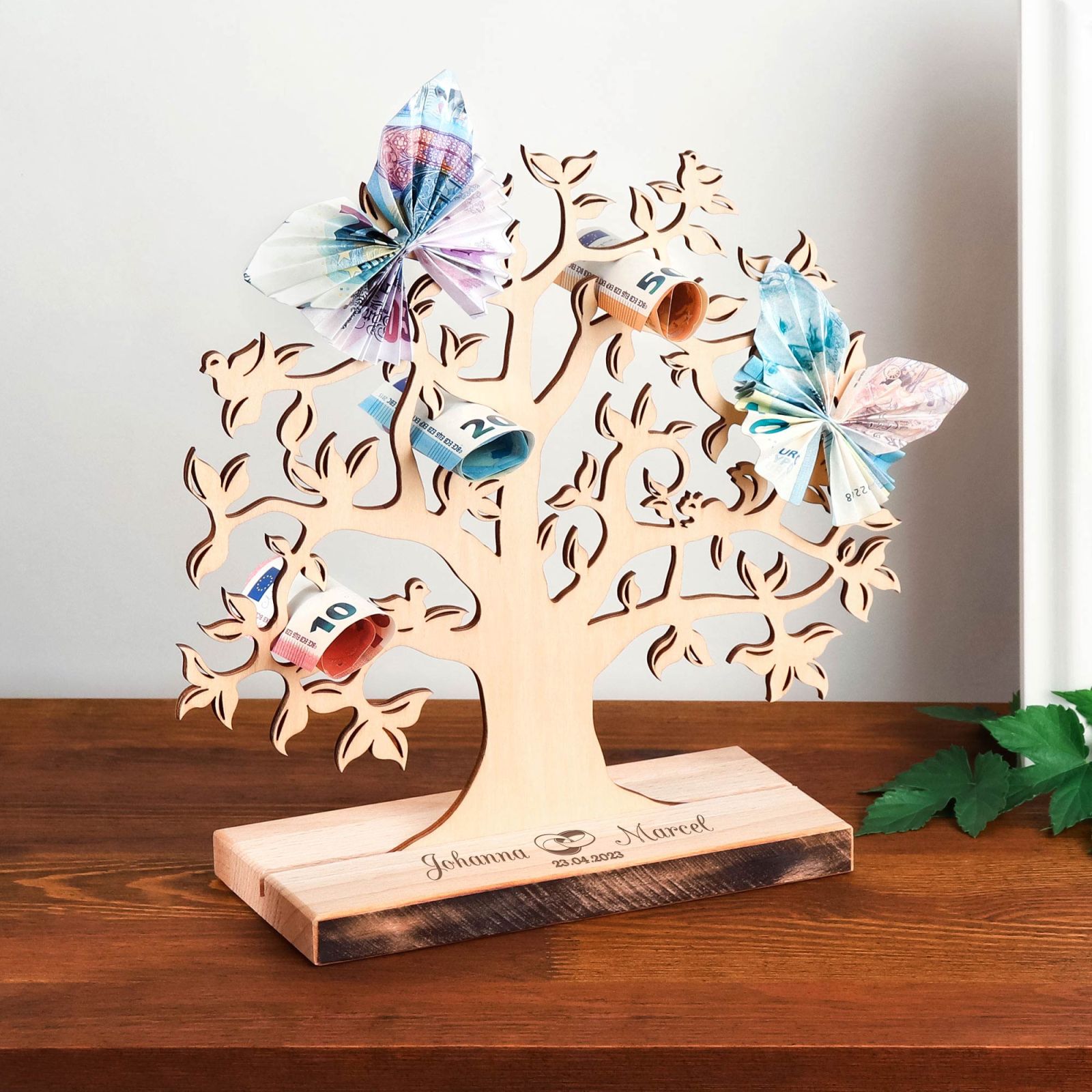 Herzkristall mit Gravur zur Hochzeit - personalisiert - Diamant aus Glas